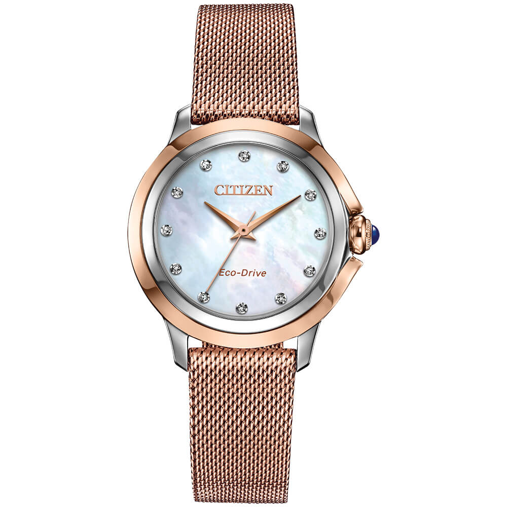 Citizen Ceci Rose Gold Toned Stainless Steel Watch with Mesh Band ...
